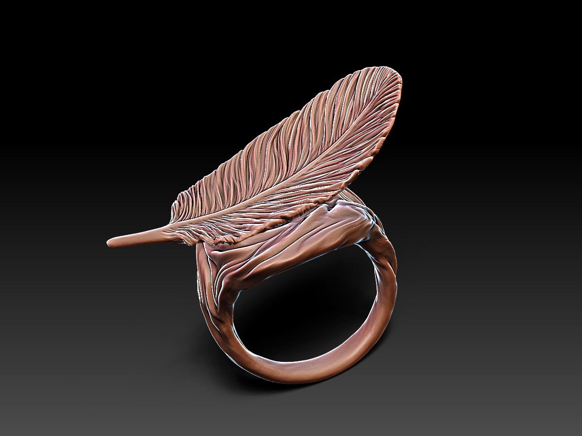 Rings with a Feather. Sophisticated jewelry design. Sculpted jewellery.