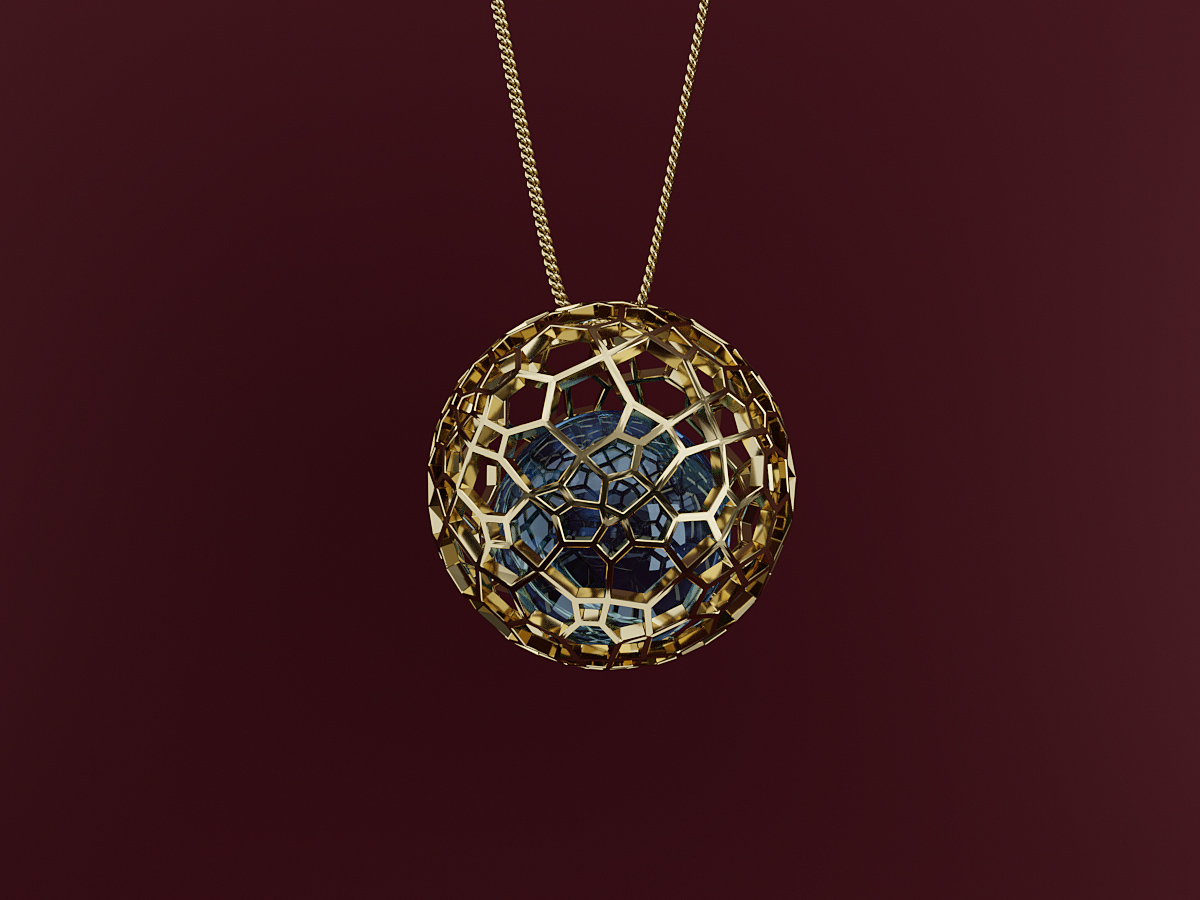 Geometric Pendants — Wireframe Series. Jewelry Design and Product Rendering