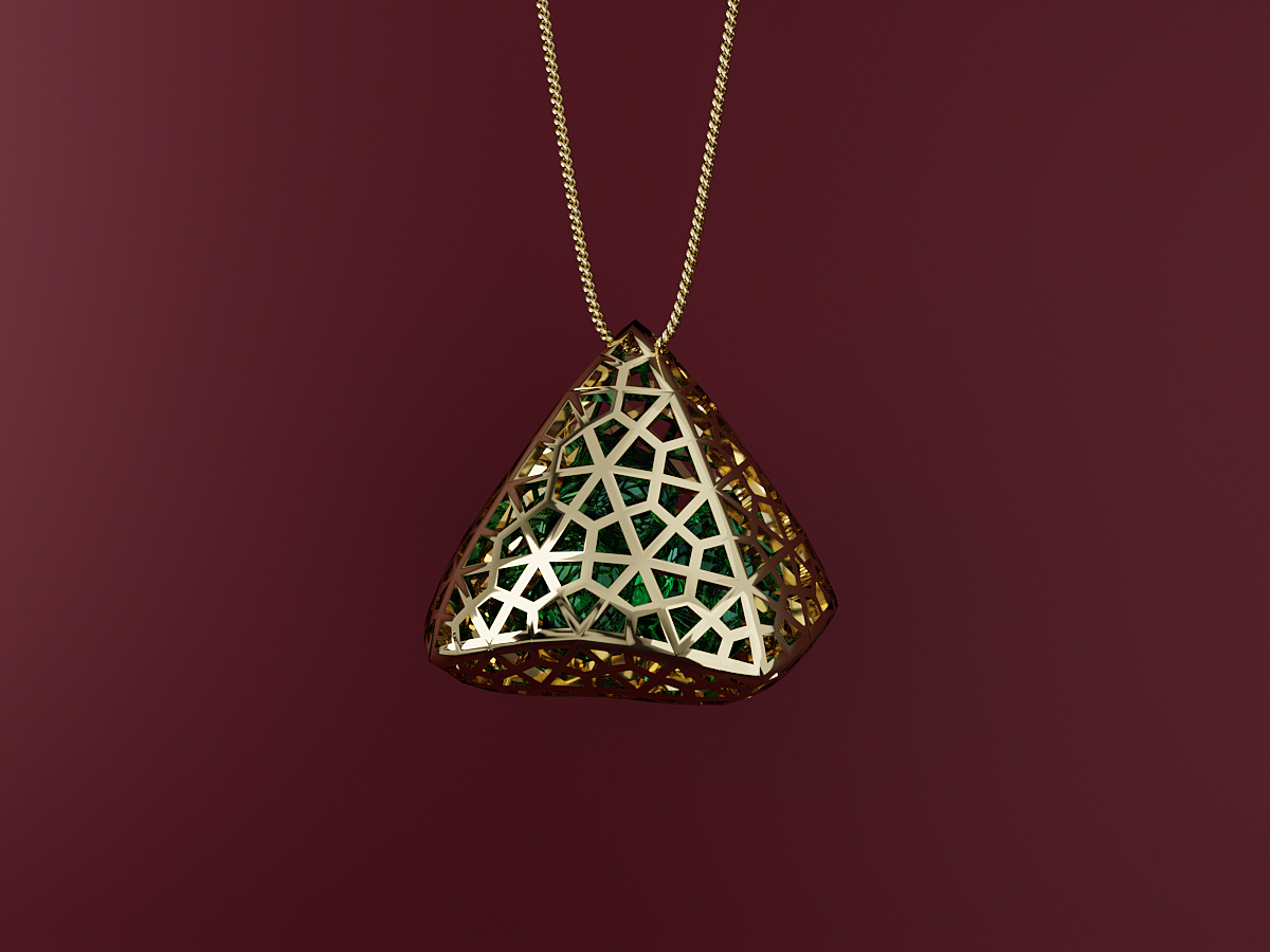 Geometric Pendants — Wireframe Series. Jewelry Design and Product Rendering