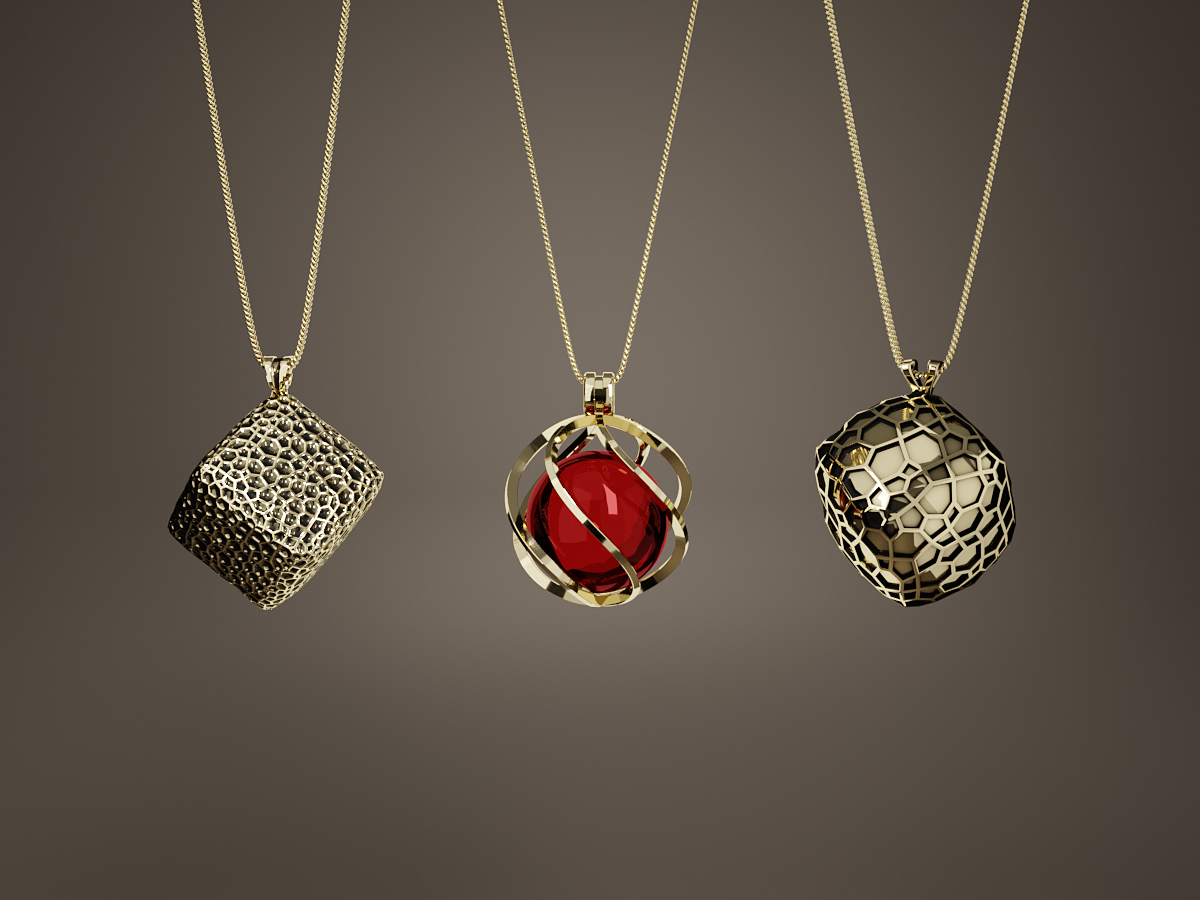 Pendants — Geometric Series. Jewelry Design and Product Rendering