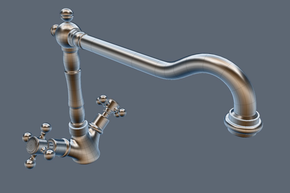 3D Model of Kitchen Faucet. Advertising Visualization on a White ...